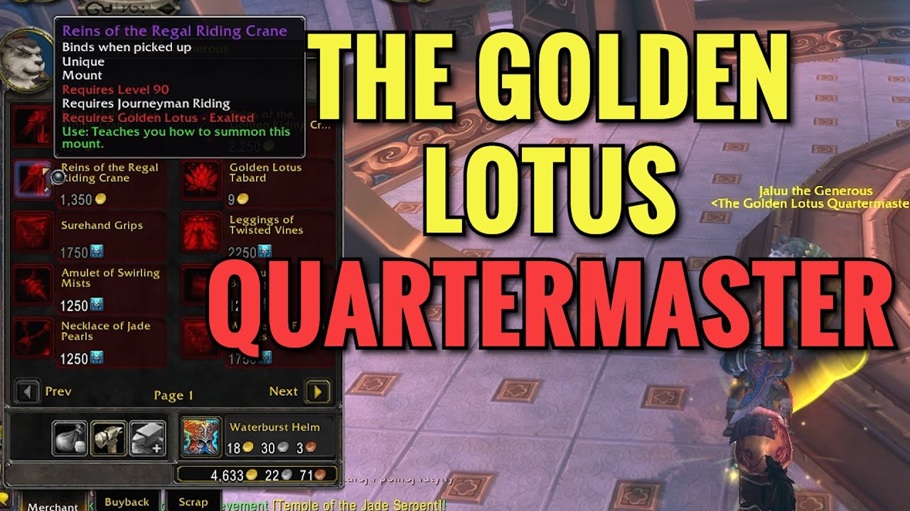 The Golden Lotus Quartermaster (Jaluu The Generous) Location (WoW MOP ...