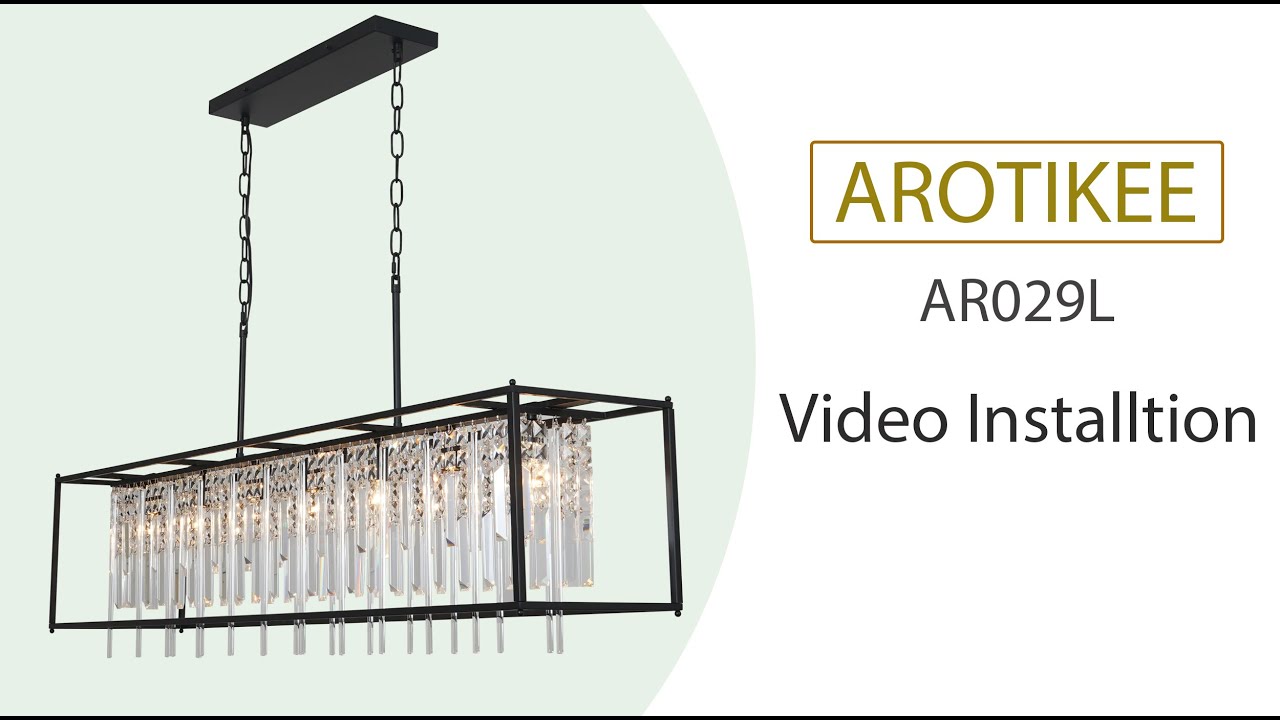 AROTIKEE AR029L Installation Modern Black Rectangle Industrial Crystal ...