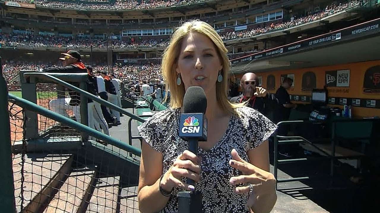 MIN@SF: Masked Romo photobombs reporter in dugout - YouTube