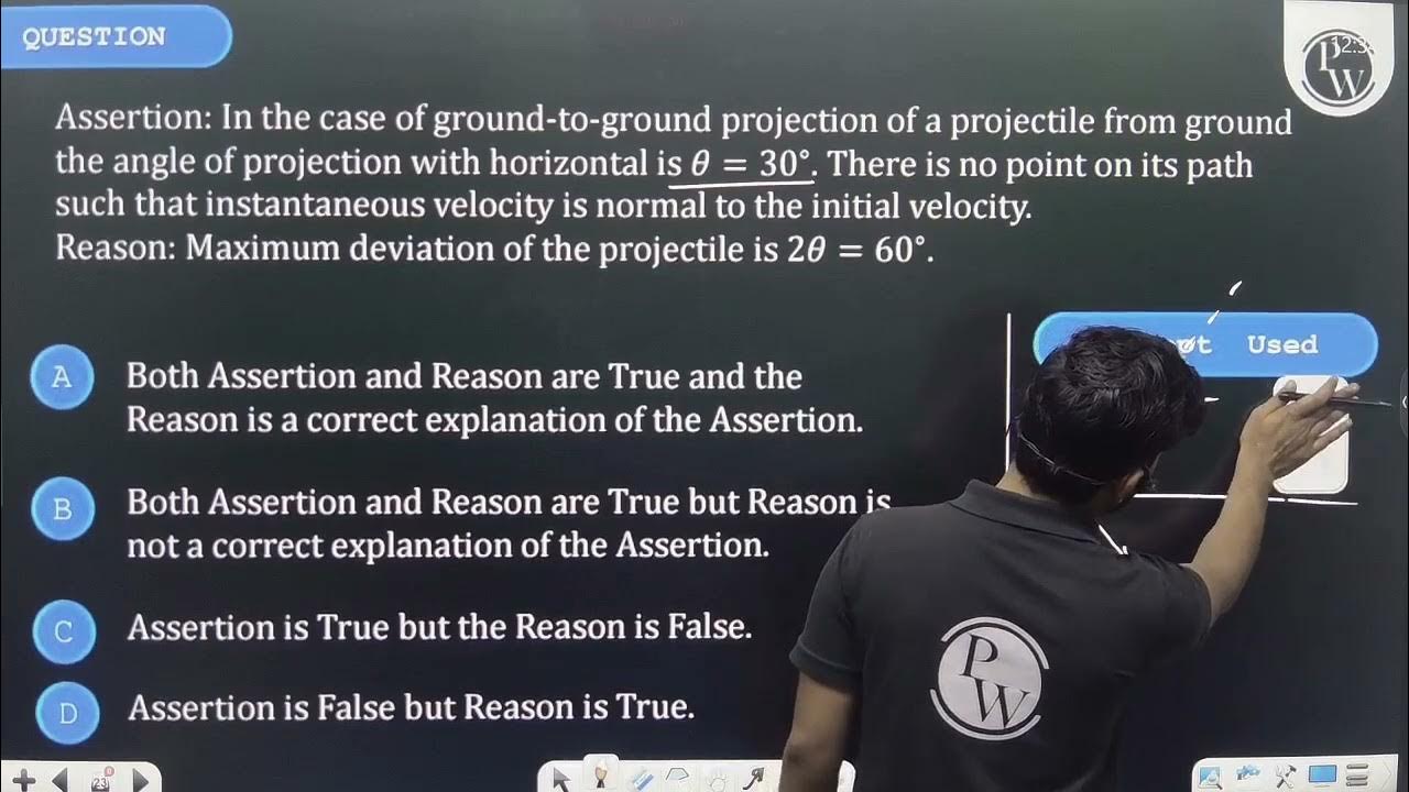 Assertion: In the case of ground-to-ground projection of a projectile from ground the angle of p ...
