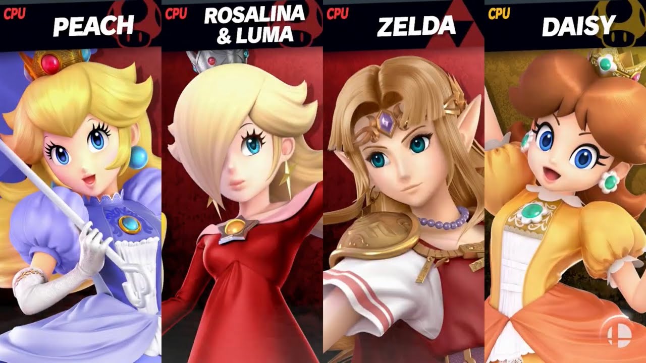Super Smash Bros. Ultimate - Peach, Rosalina & Zelda vs Daisy - YouTube