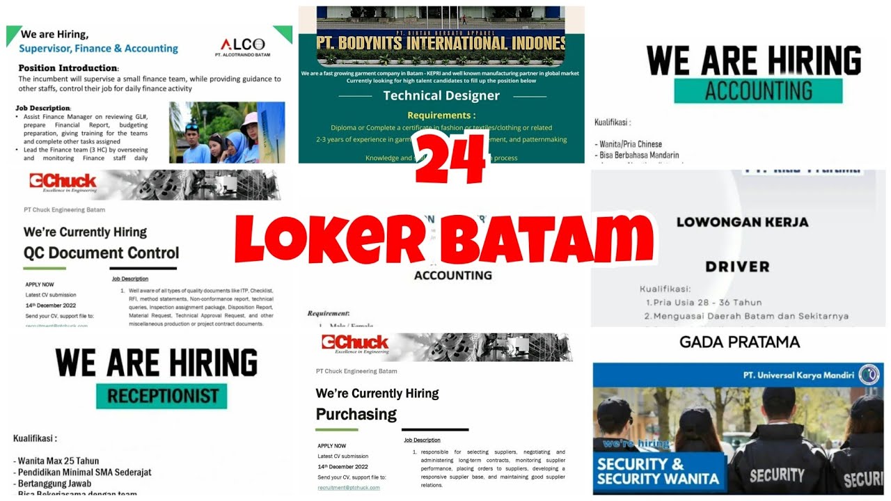 LOWONGAN KERJA 2022‼️ LOKER BATAM TERBARU HARI INI - YouTube