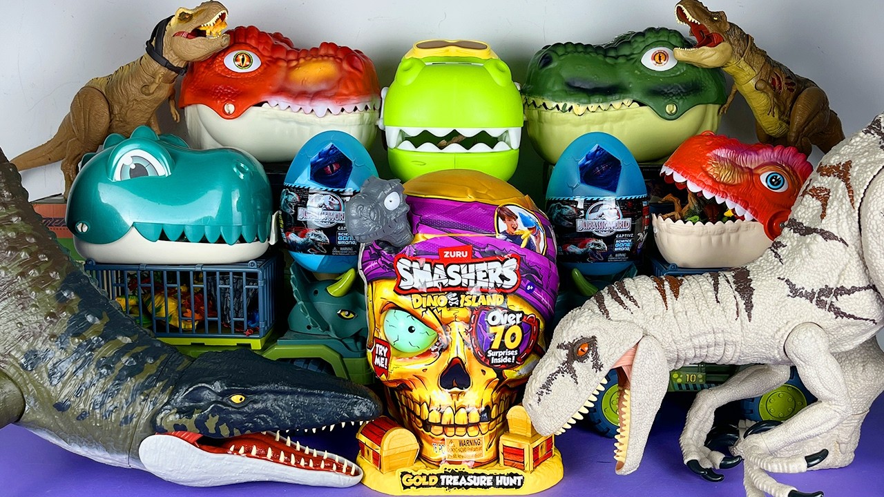 Jurassic World Unboxing Review Asmr Colorful Dinosaur T-rex Heads ...
