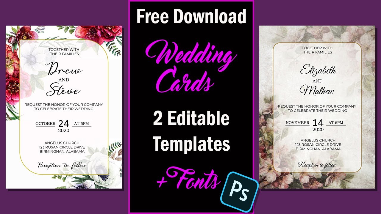 Wedding Cards Editable PSD - Free Download - YouTube