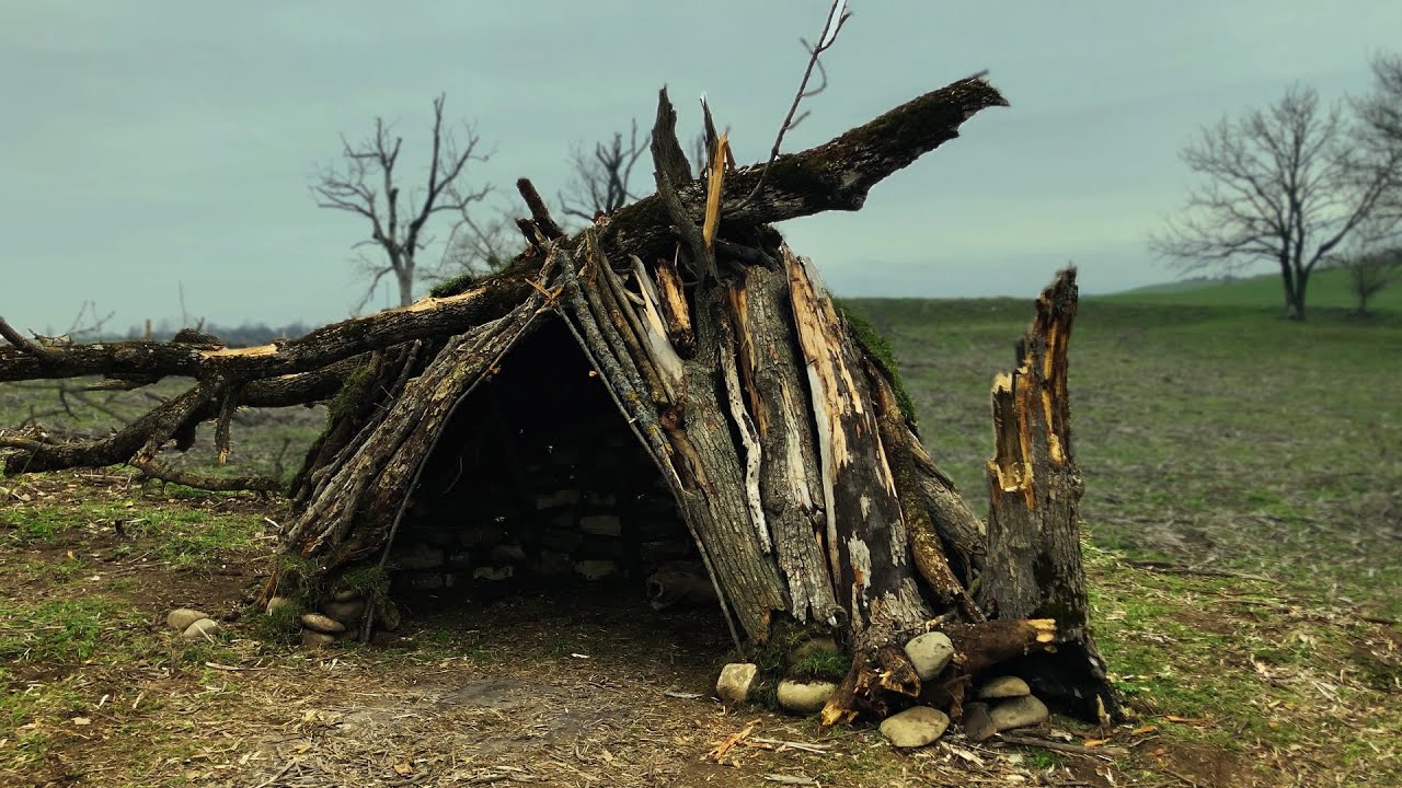Creating a Wilderness Shelter Using Only Natural Resources Found - YouTube