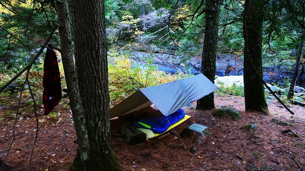 Solo Overnight Tarp Camp in a Thunderstorm in a River Gorge - YouTube
