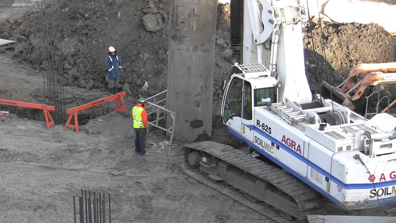 Running Casing on a drilled pile - YouTube