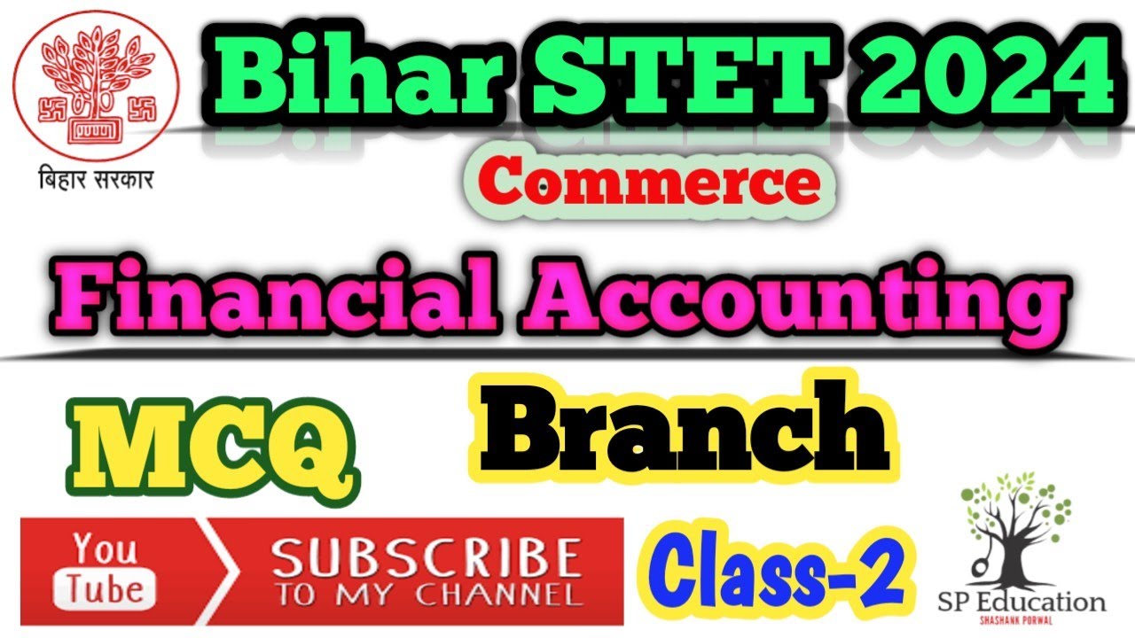 Bihar STET 2024 | Financial Accounting | Commerce | Branch MCQ| BPSC ...