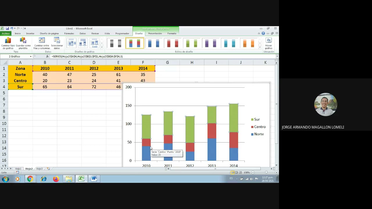 Gráfica de barras apiladas y de área porcentual - YouTube