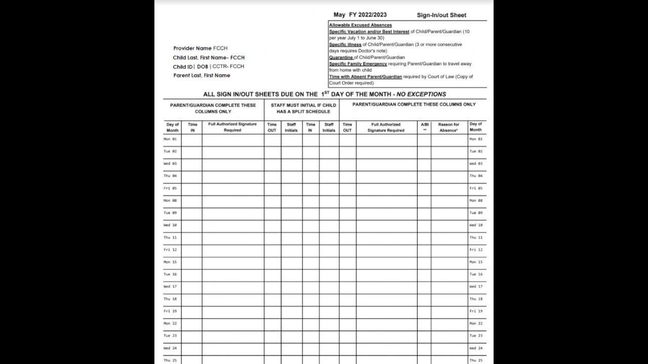 Provider SIgn In Sheet Video - YouTube