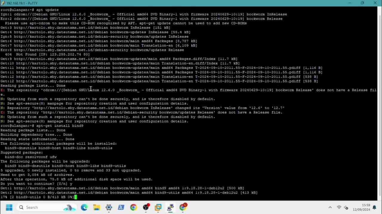 tutorial membuat web server di debian 12 - YouTube