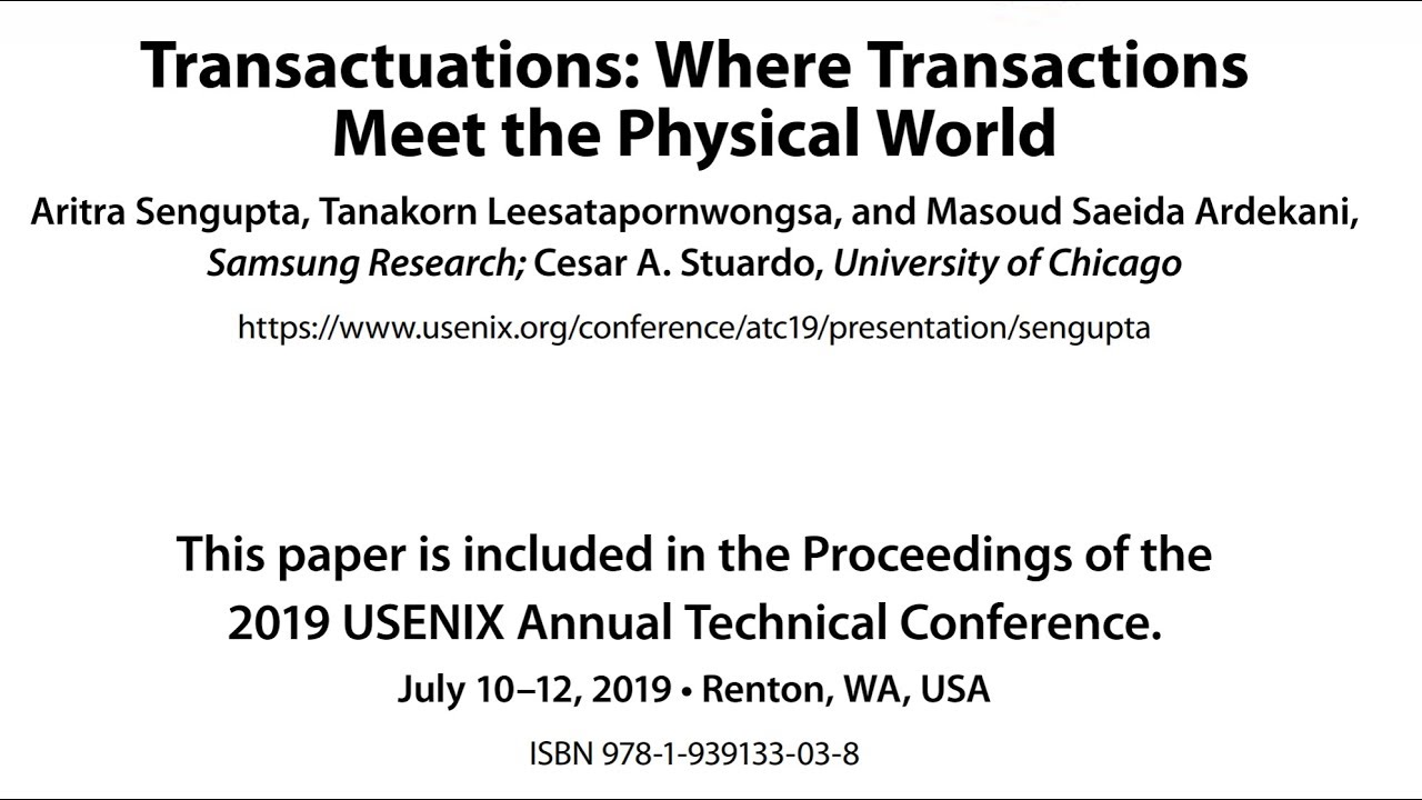 Read a paper: Transactuations - Where Transactions Meet the Physical ...