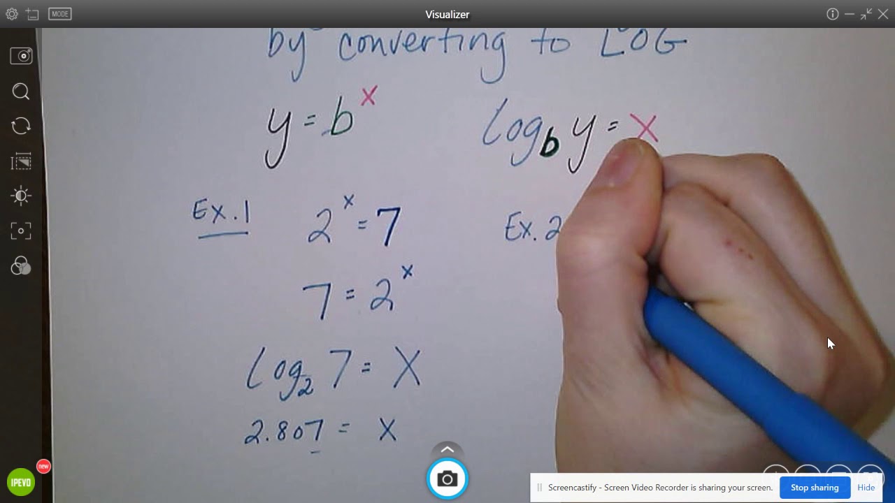 Solving Exp Equations by Converting to Log - YouTube