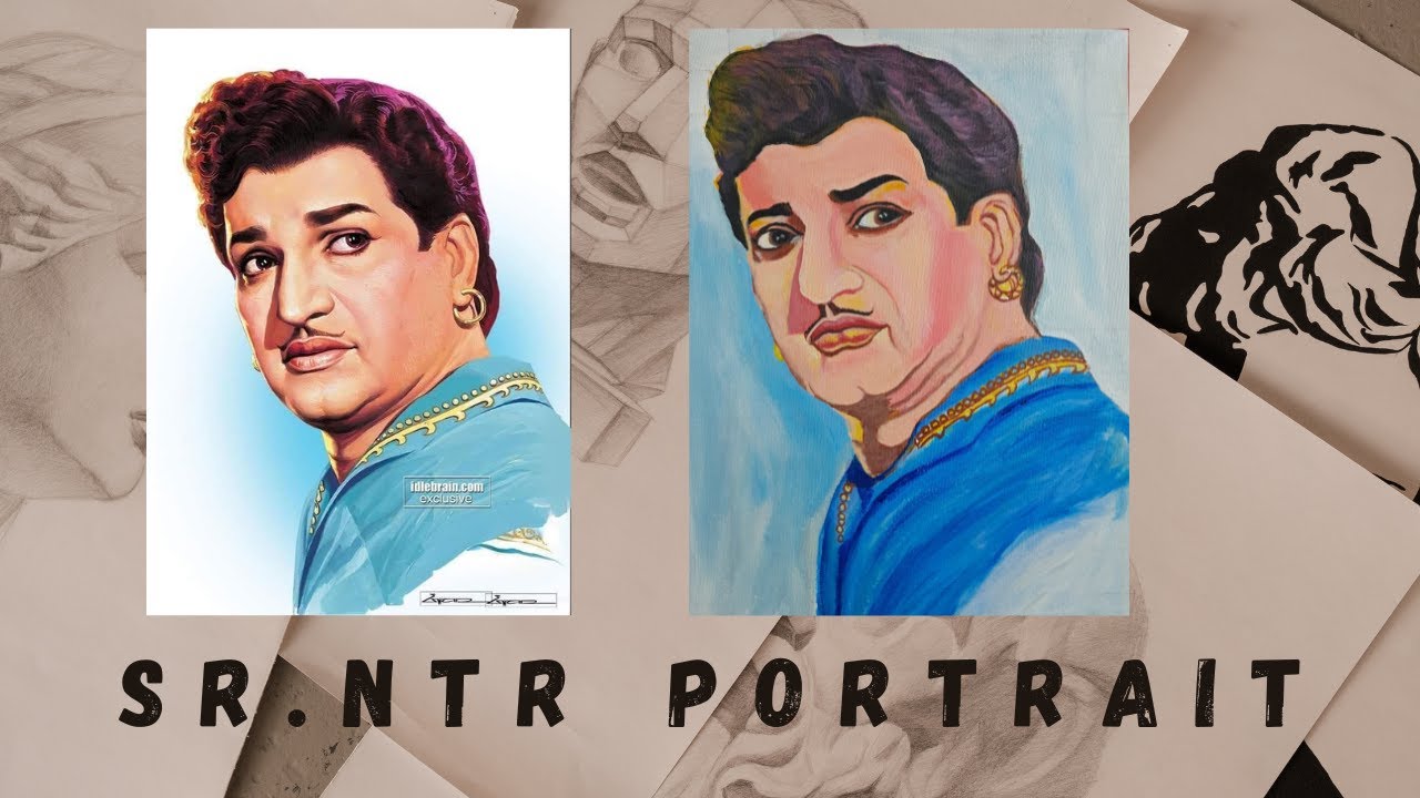 Hand-Painted Sr. NTR Portrait 🎨 | Artistic Tribute to the Telugu Legend ...