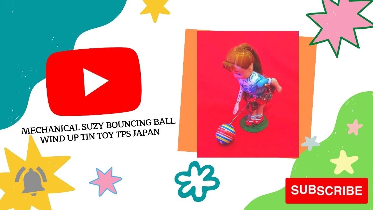 MECHANICAL SUZY BOUNCING BALL WIND UP TIN TOY TPS JAPAN - YouTube