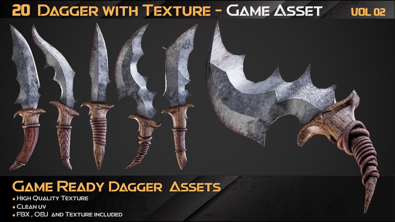 20 Game ready Dagger Assets Vol 02 - YouTube