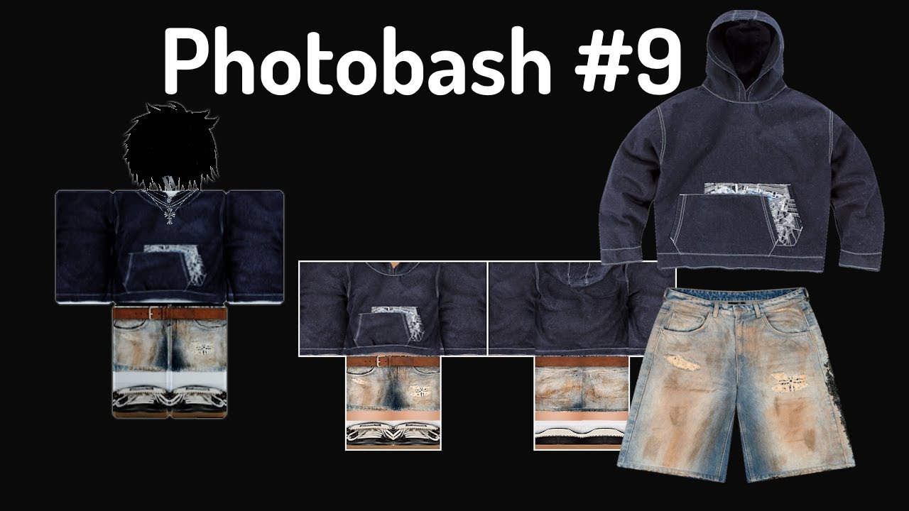 Photobash #9 realistic denim hoodie and lotus jorts - YouTube