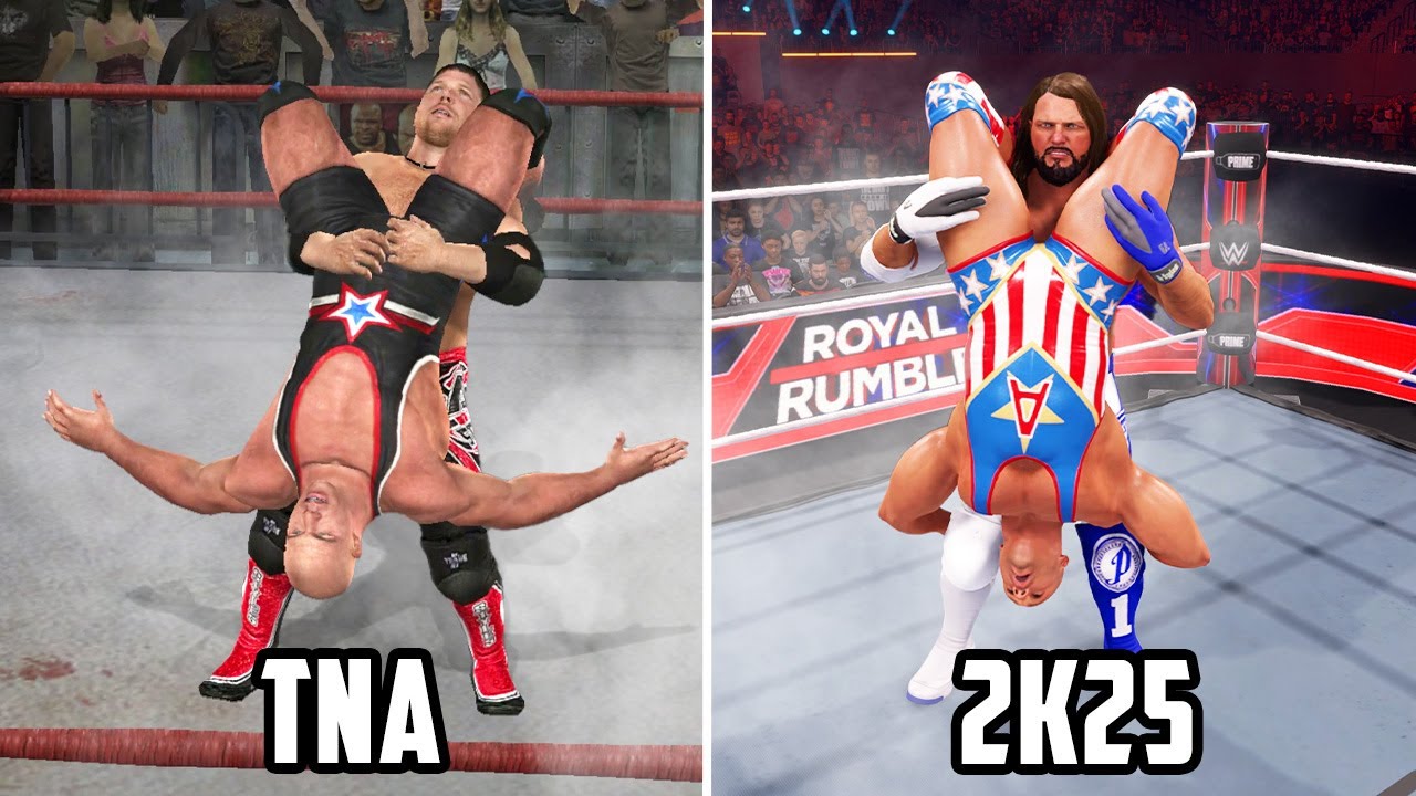 WWE 2K25 vs TNA Impact Game - Finisher Comparison - YouTube