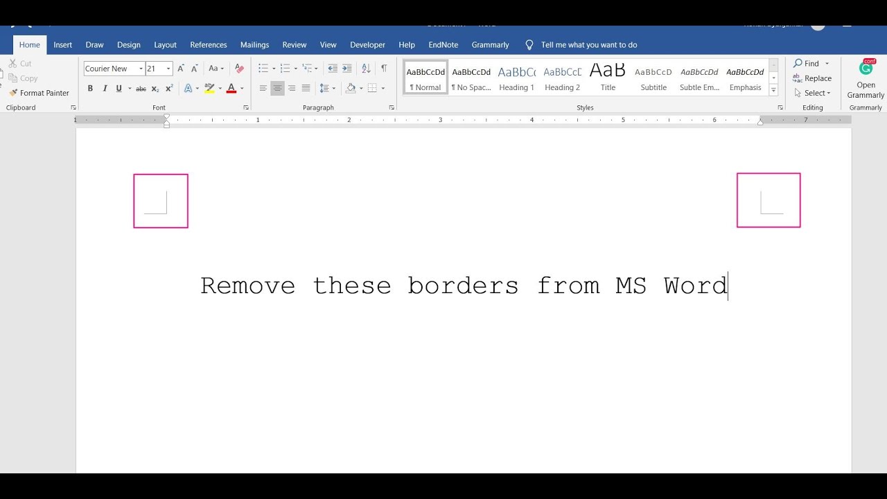 Remove L shape border from MS Word - YouTube