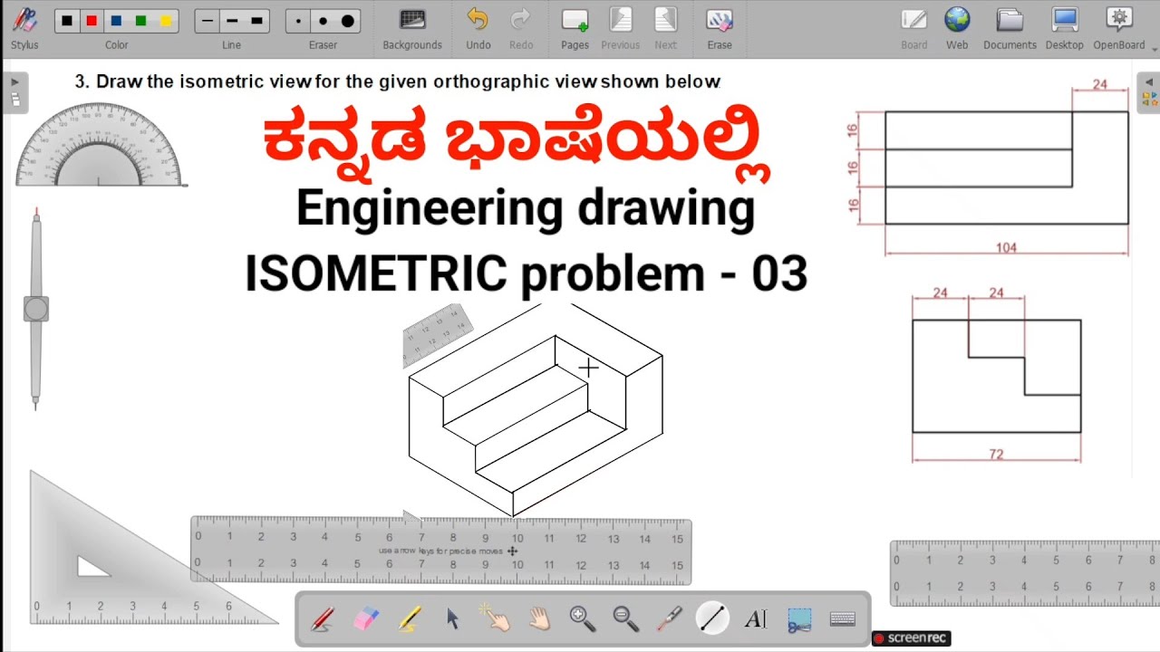 Isometric Engineering Drawing Problem no :- 03 ಕನ್ನಡ ಭಾಷೆಯಲ್ಲಿ - YouTube