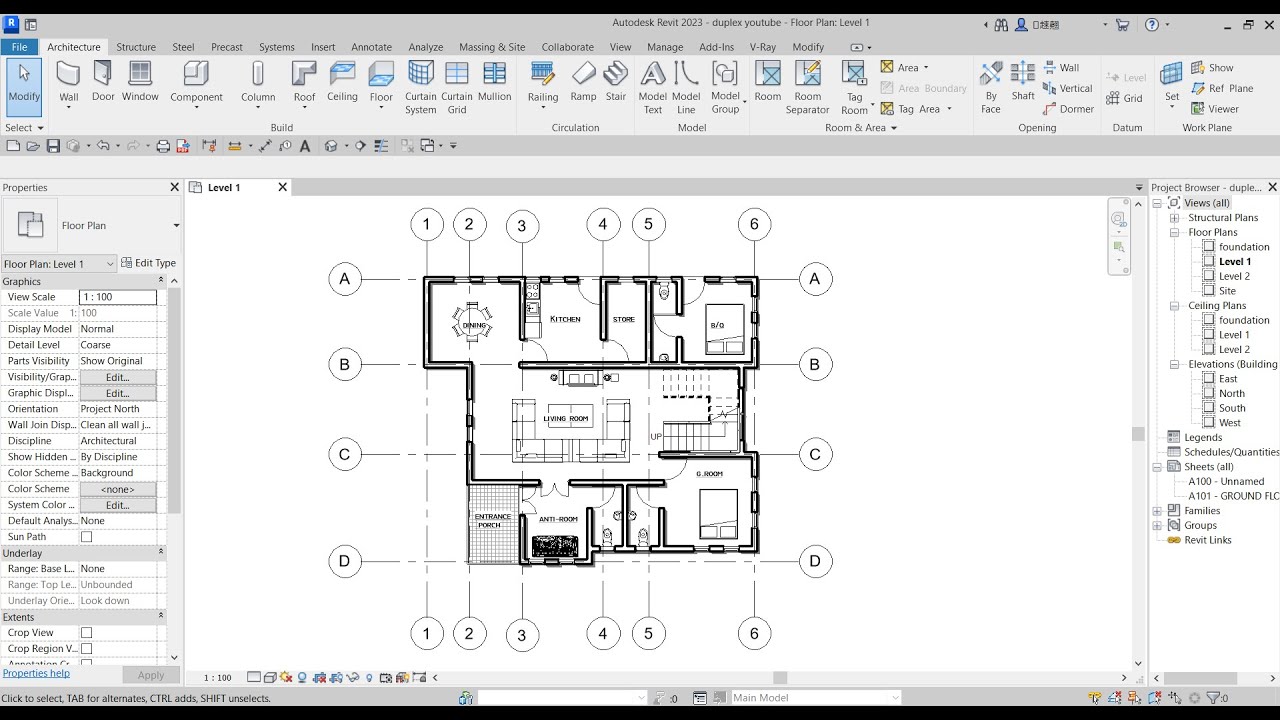 #05 how to create wall graphics adjustment Duplex in revit Tutorial ...