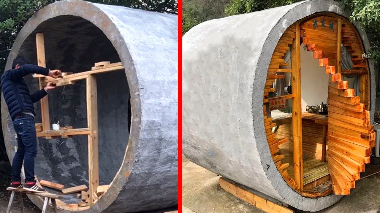 Unbelievable Transformation: From Concrete Pipe to Amazing Tiny House ...