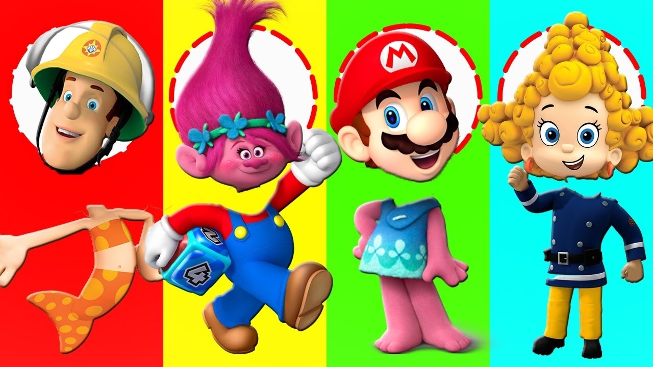 Color for Children to Learn Wrong Heads Bubble Guppies Dreamcast Trolls ...