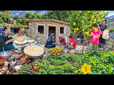 🍎 Autumn Pomegranate Harvest in the Zagros | Nomadic Life and Traditional Bread Baking🏞