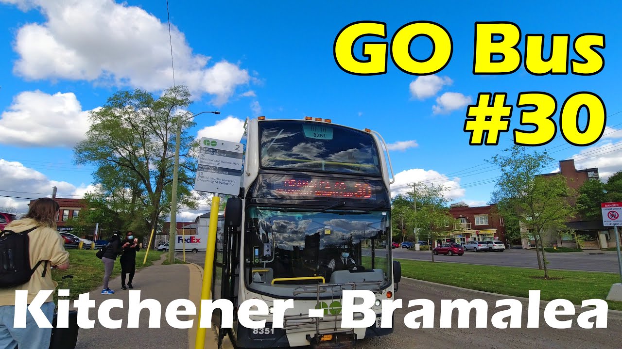 4K GO Transit Route 30 Bus Ride from Kitchener GO to Bramalea GO ...