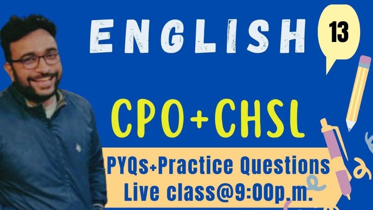 English for SSC CPO | PYQs & Practice questions | Class #13 by Ashish ...