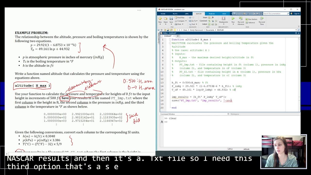 Engineering Computations (3/3) - Week 5: Example using save, disp, and ...