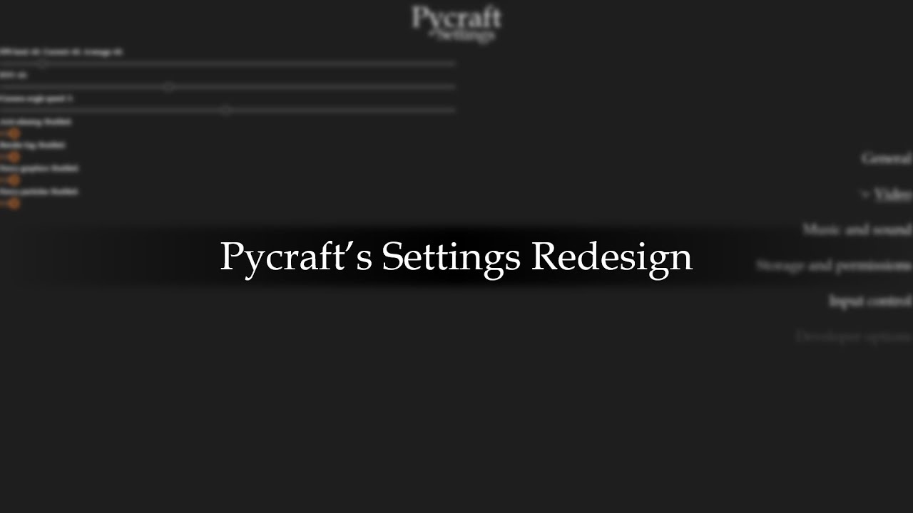 Pycraft's Settings Redesign - YouTube