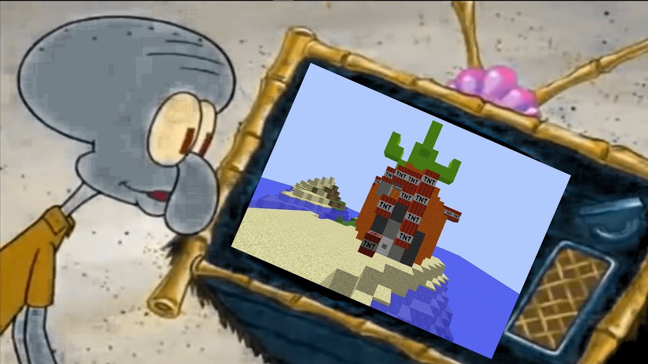 Squidward Enjoying The Destroying Of Spongebob's House in Minecraft ...
