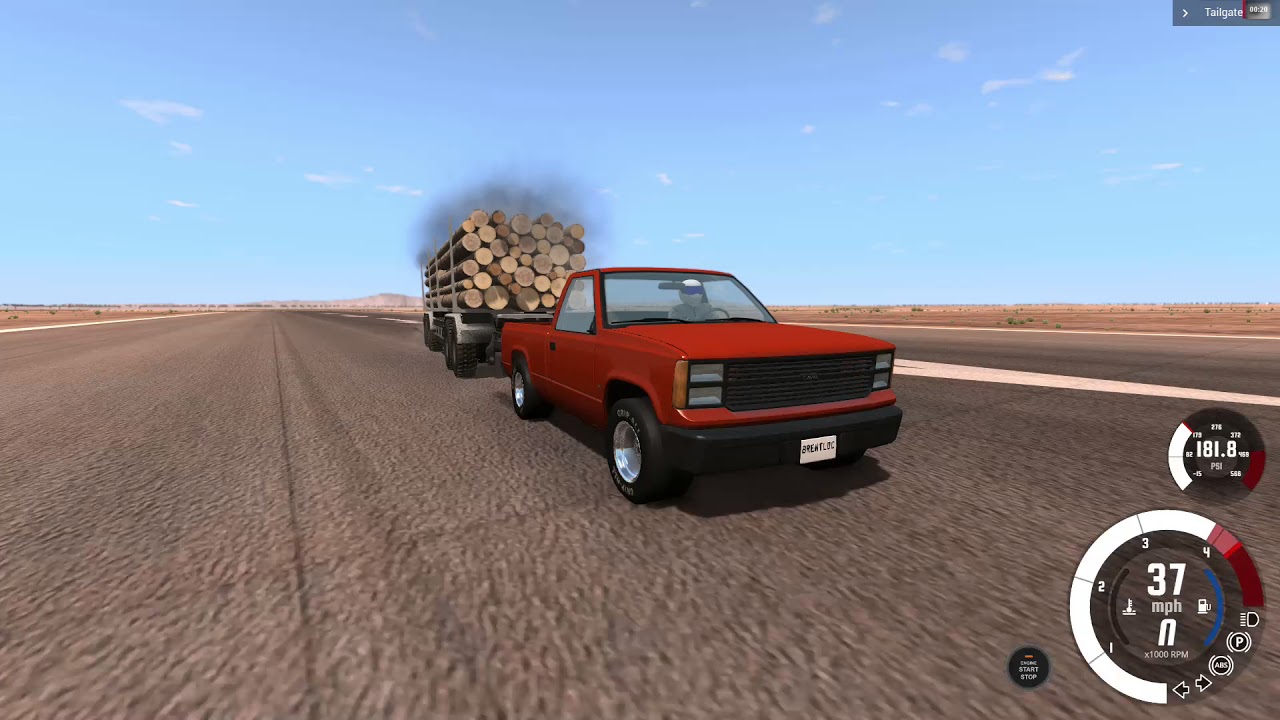 BeamNg.drive Log Trailer Pull.. Ford 7.3l Turbo Diesel 4w4 D Series ...