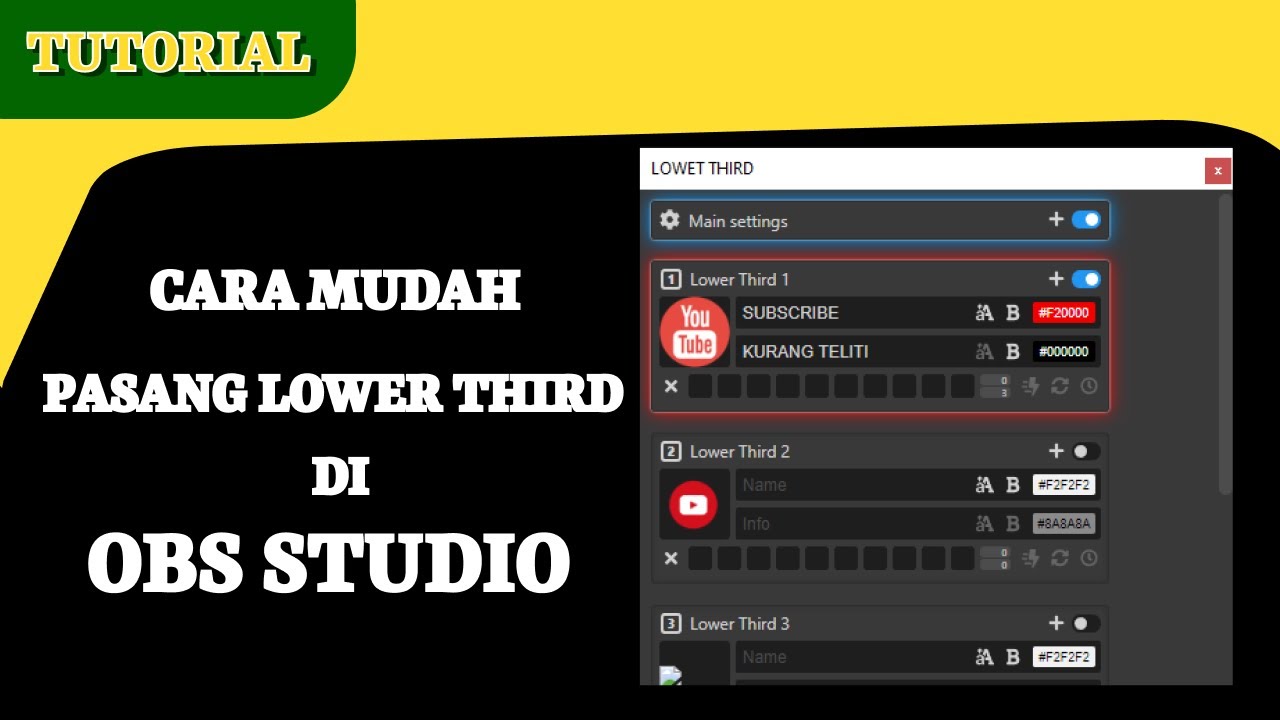 Cara mudah menambahkan lower third di OBS Studio - YouTube