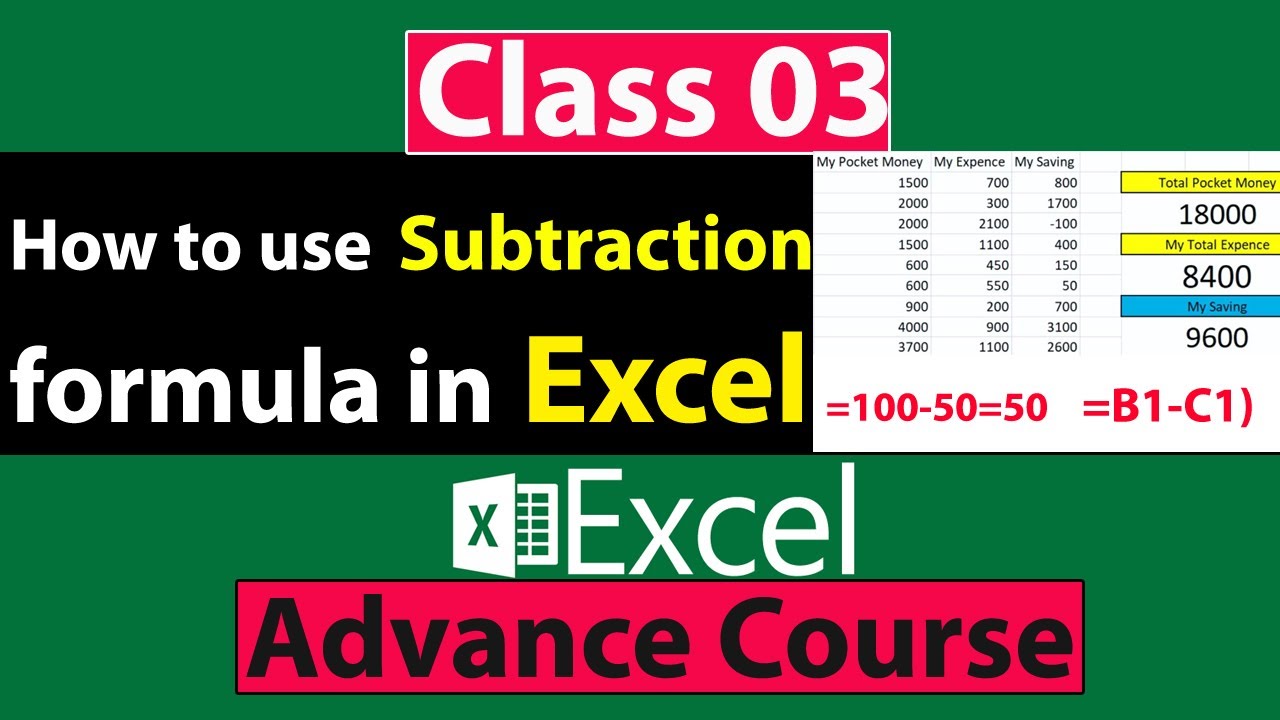 How To Use Subtraction Formula In Excel In Urdu Class No 03 YouTube how-to-use-subtraction-formula-in-excel-in-urdu-class-no-03-youtube