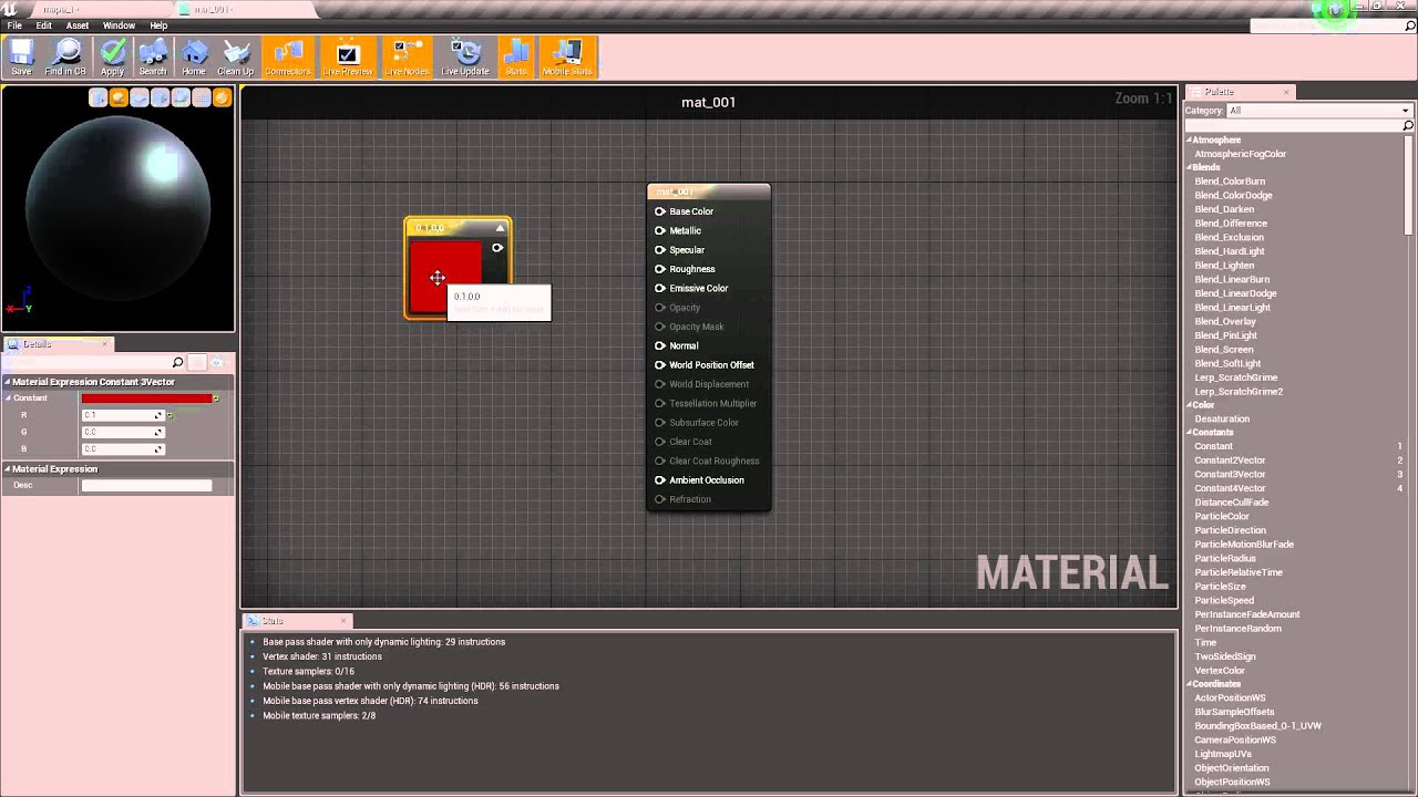 007 UE4 Material Editor Main material node - YouTube