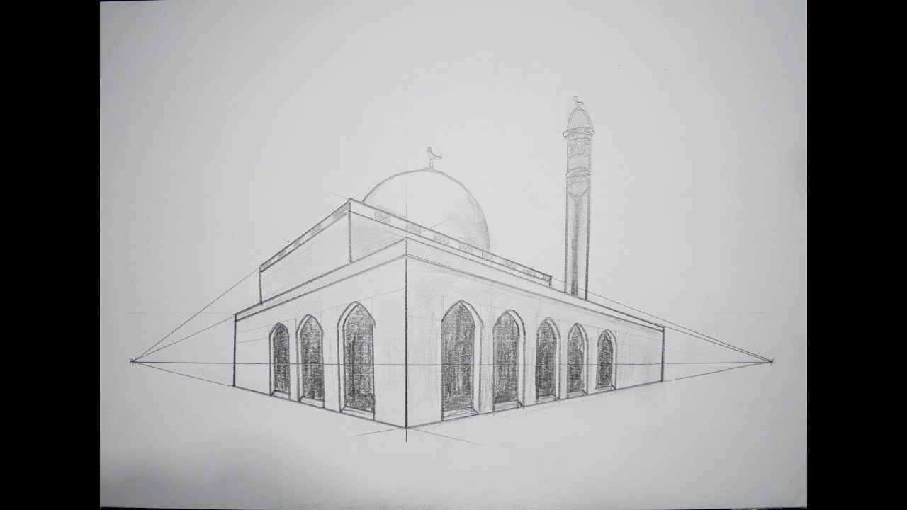 How to Draw a Mosque in 2 Point Perspective Step-by-Step - YouTube