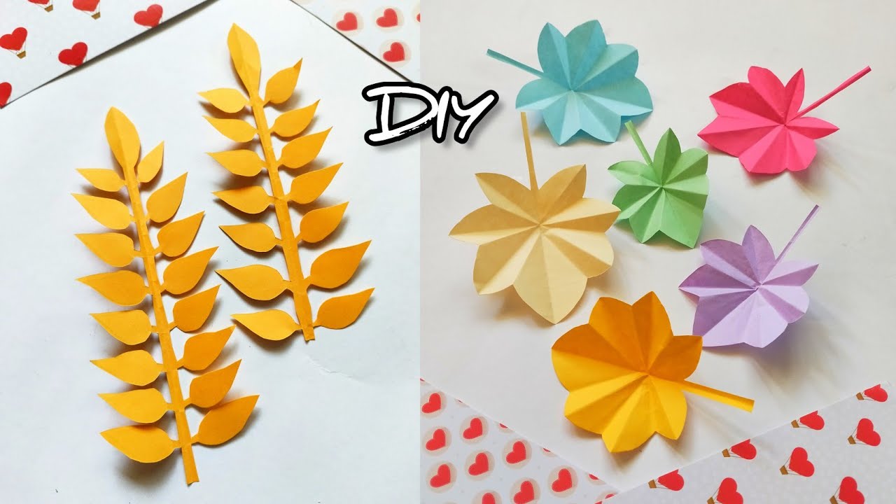 paper leaf making craft/paper craft/paper leaves/art and craft - YouTube