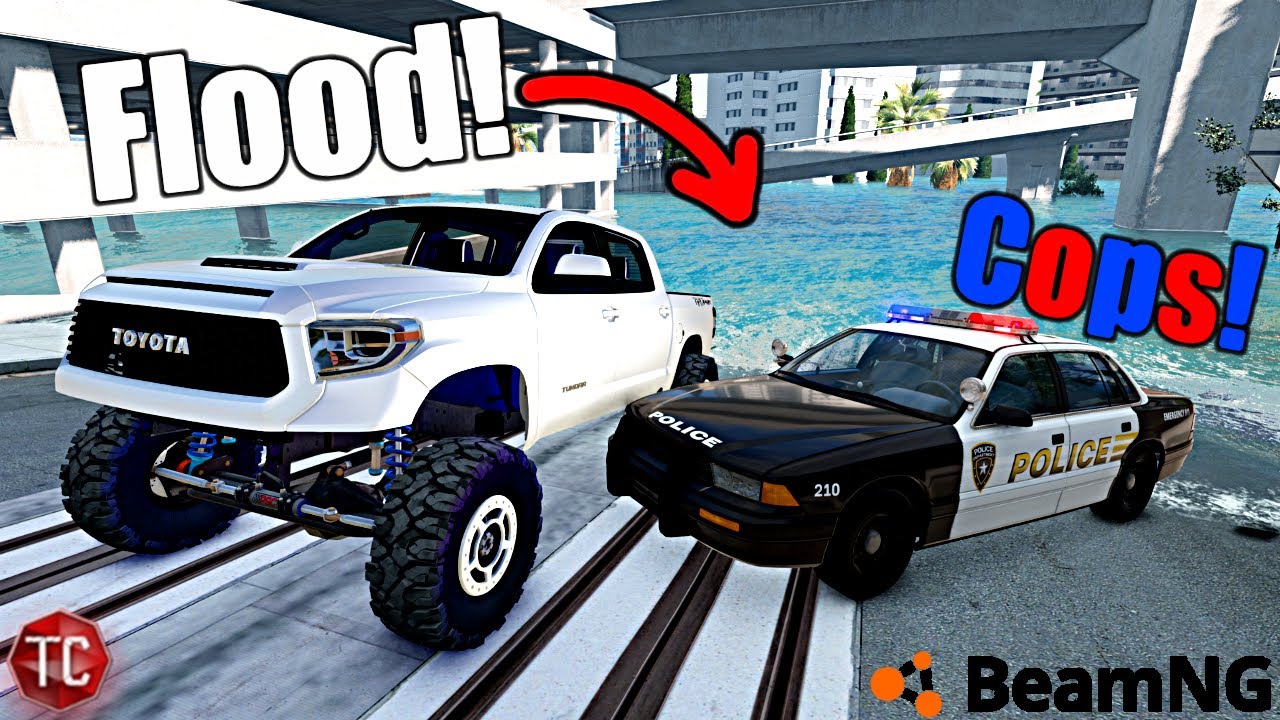 BeamNG.Drive: Can I ESCAPE the FLOOD & COPS!? NEW FLOOD MOD CHALLENGE ...