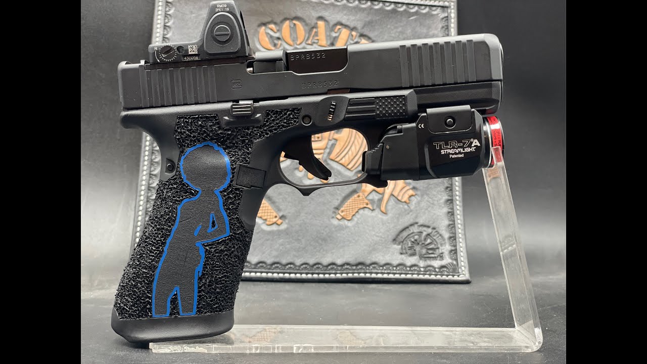 Custom Glock 45 Cerakote, Laser Engraving and Stippled - YouTube