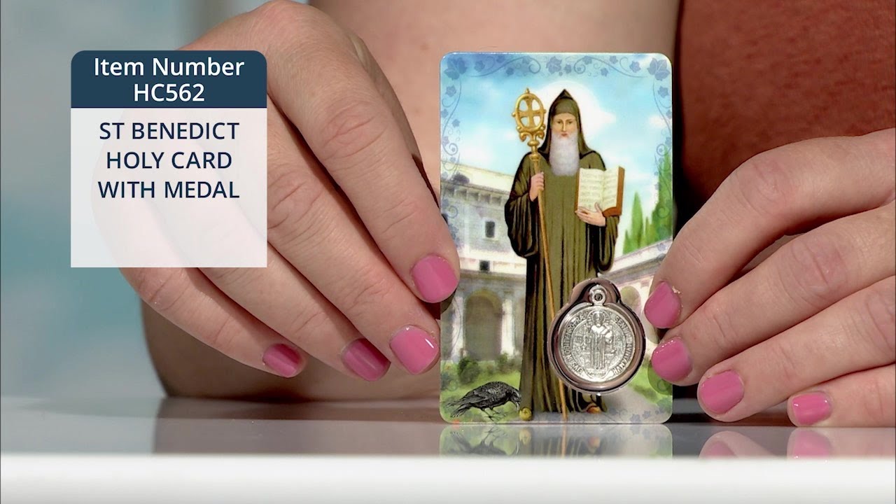 HC562_ST BENEDICT HOLY CARD WITH MEDAL - YouTube