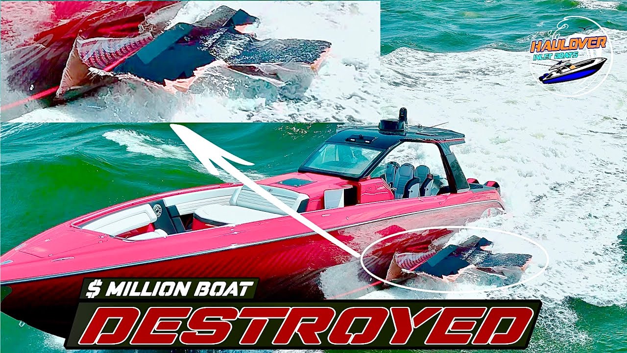 Million Dollar Boat Hull Destroyed Haulover Inlet Boats - YouTube