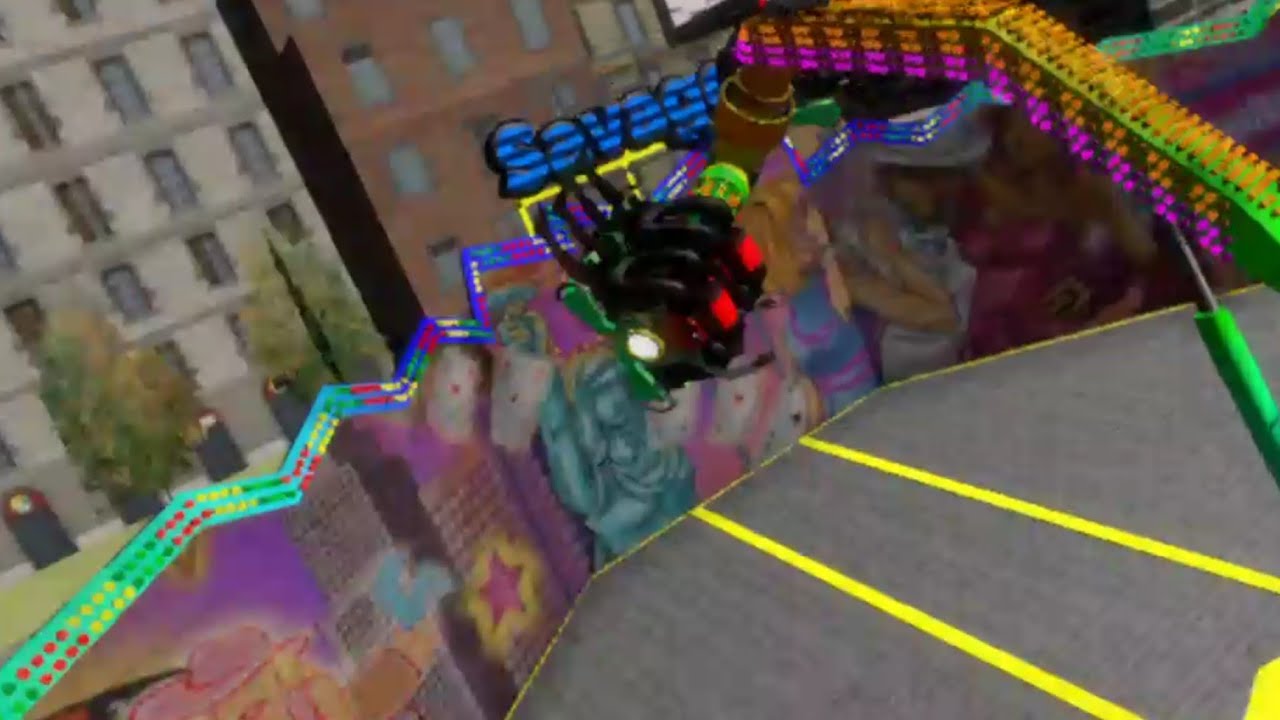 Funfair Ride Simulator 4 Savage (Salto) onride - YouTube