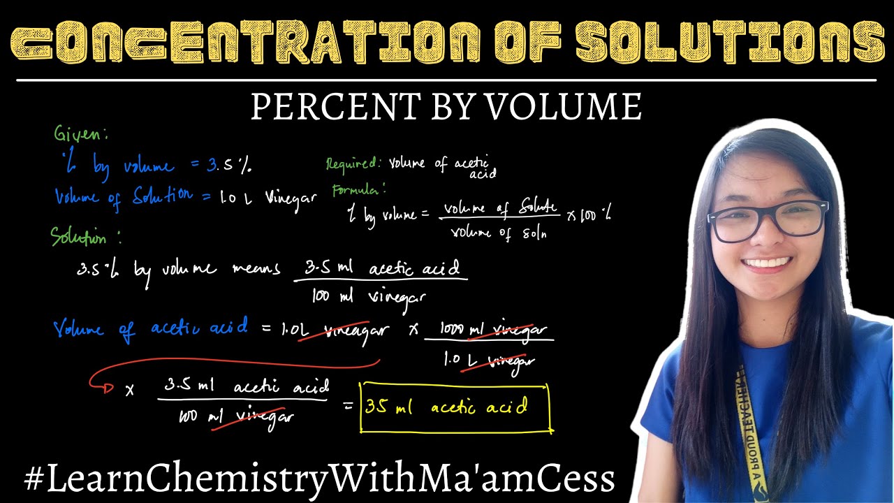 How to calculate concentration of solutions | Percent by Volume | Learn ...