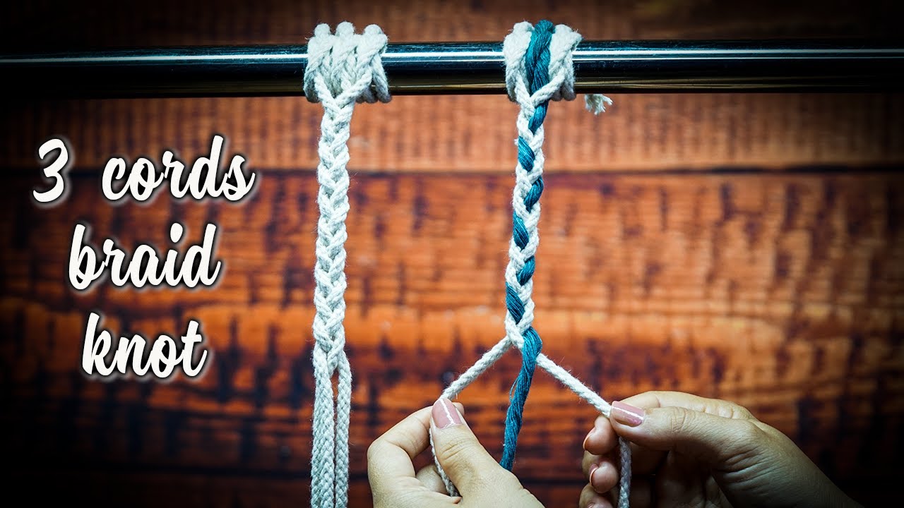 Macrame basic knot: The God's knot - 03 cords braid - YouTube