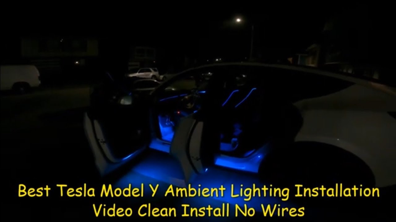 Best ambient lighting install on Tesla Model Y Nestour No Wires - YouTube