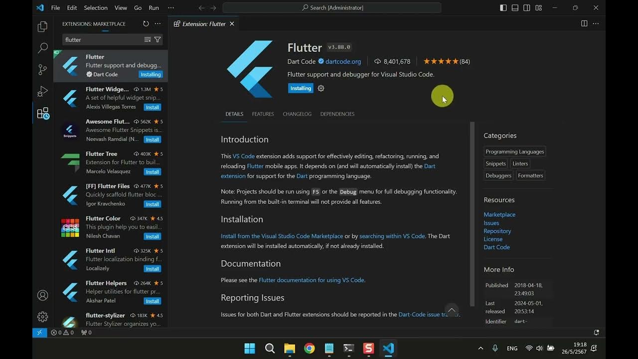 5 การติดตั้ง Visual Studio Code และภาษา DART + Flutter Framework การ ...