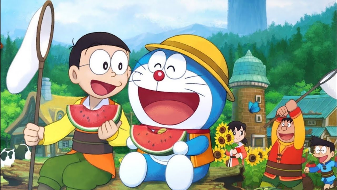 Nobita and doremon eating watermelon drawing - YouTube