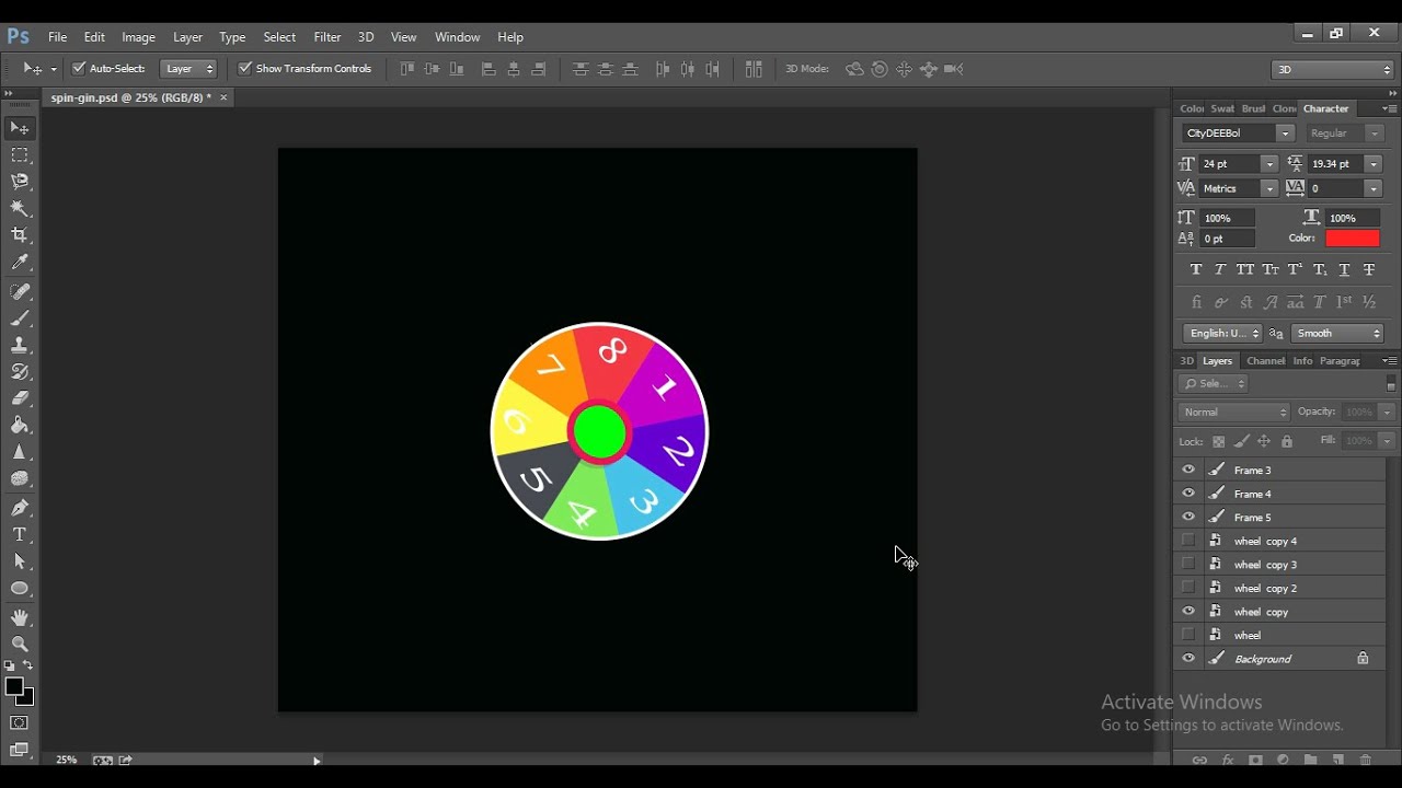How to make spinning gif in Photoshop || Gif sticker creating tutorial ...